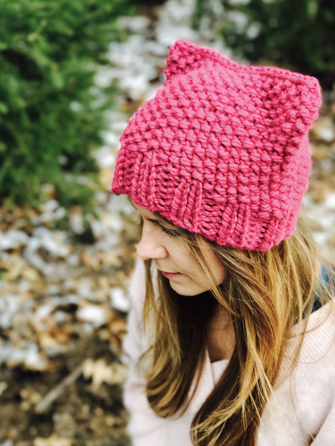 Knit Pattern Pussyhat Pussycat Hat Chunky Hat Unisex Etsy