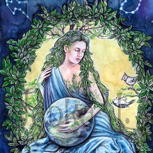 Gaia - Original Illustration, World, Original Art, Mythology, Signed ...