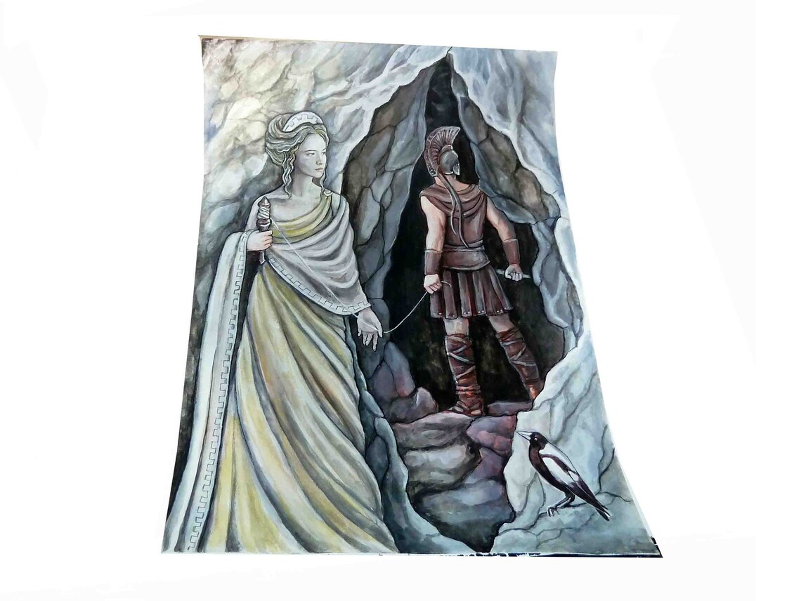 Theseus and Ariadne Original Illustration Greek Mythology | Etsy