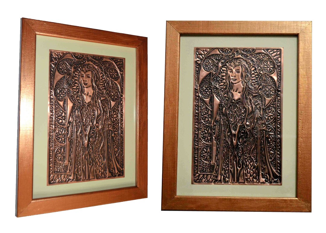 Elven Lady Embossed Portrait on Copper Sheet, Metal Embossing, Fantasy ...