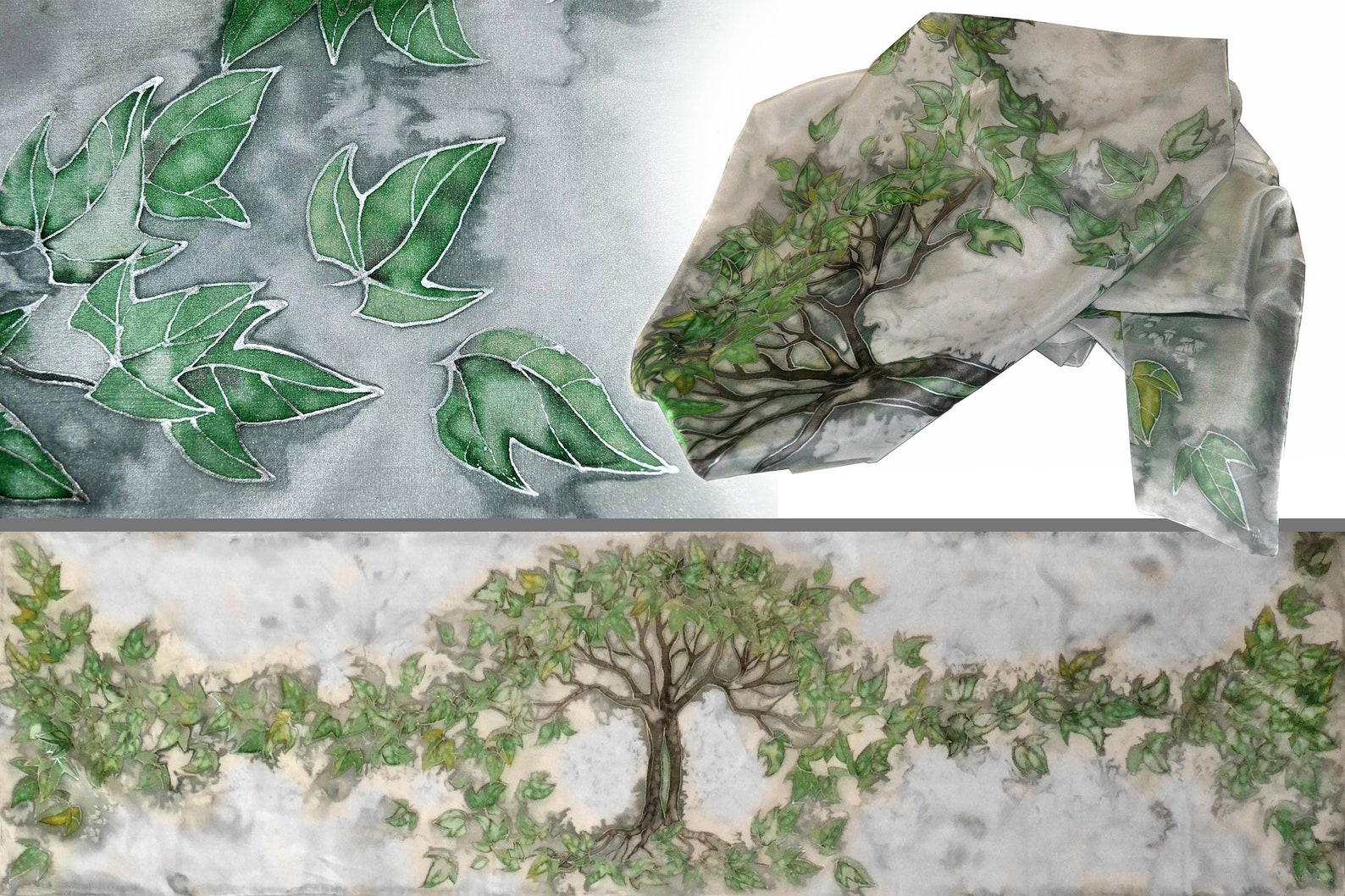 The Tree Handpainted Silk Scarf Silk Painting Elven Scarf - Etsy