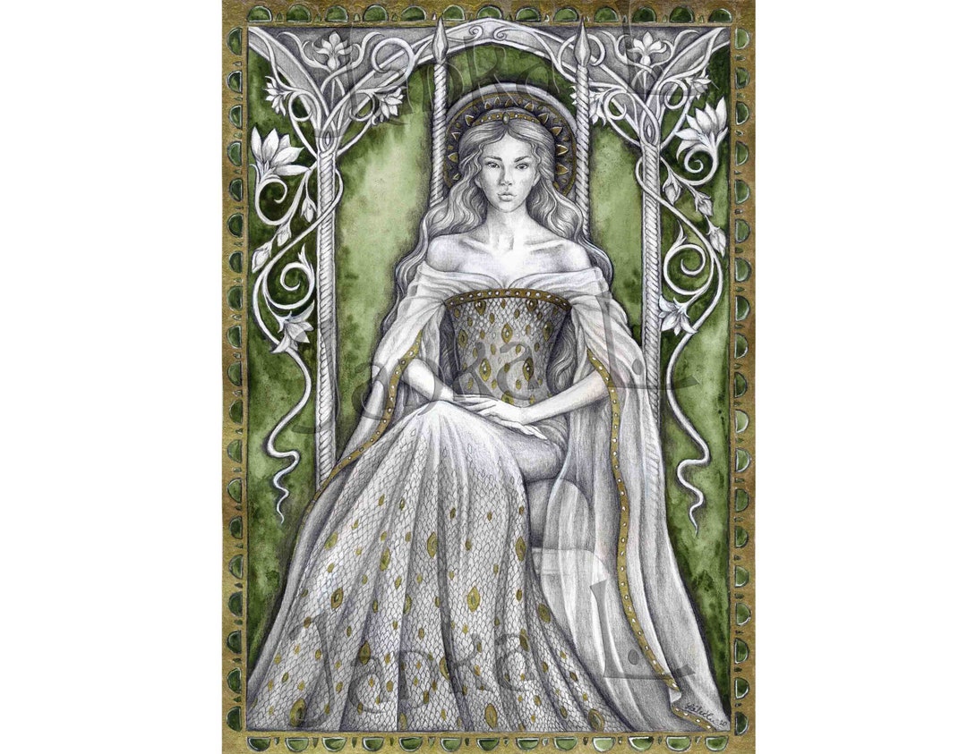 The Queen Original Illustration, Woman Portrait, Fantasy Art, Signed ...
