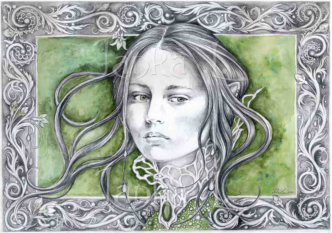 Elven Portrait Original Illustration, Elf Portrait, Fantasy Art, Signed ...