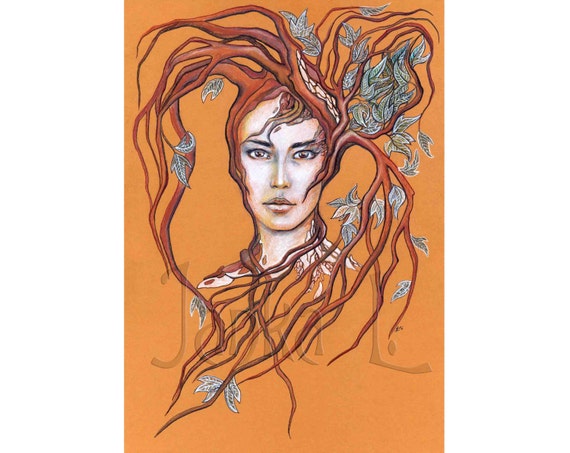 Lady Tree Original Illustration Fantasy Illustration - Etsy