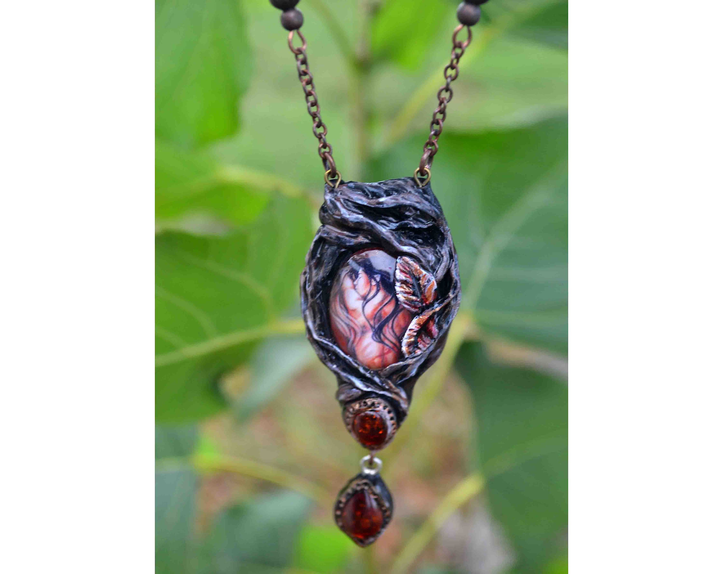 Handmade elven pendant sleeping elf fantasy jewelry tree | Etsy