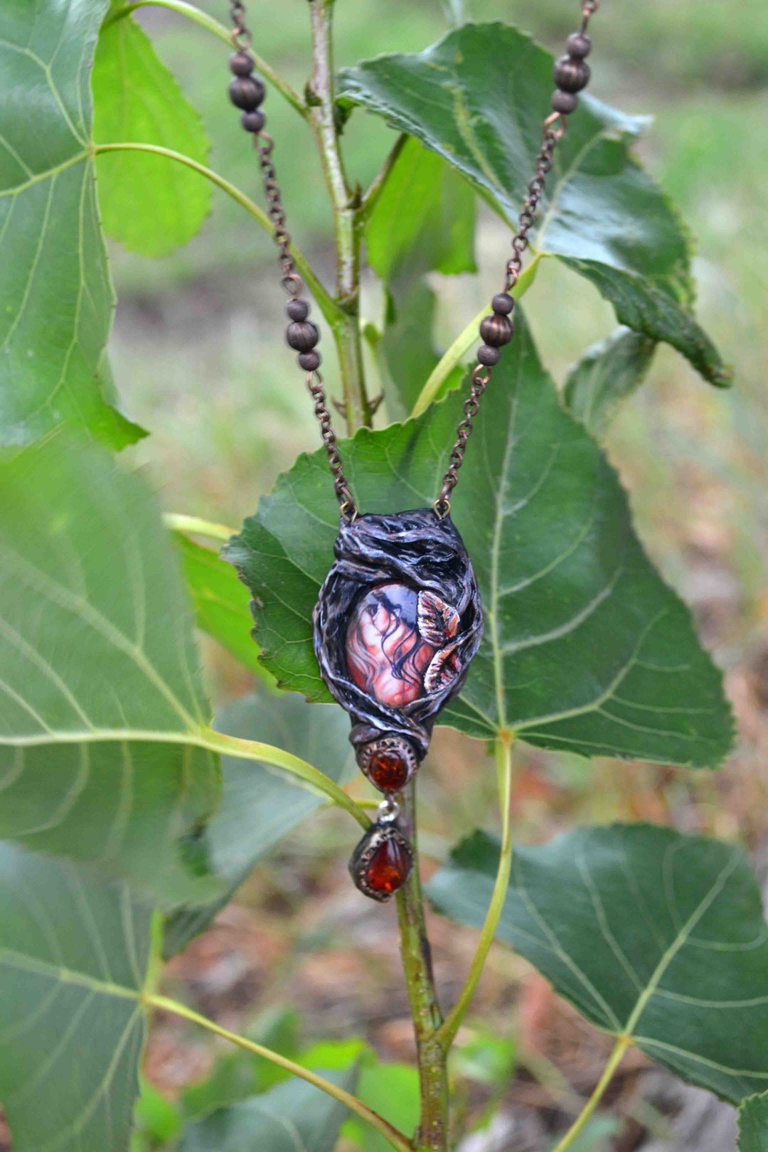 Handmade Elven Pendant, Sleeping Elf, Fantasy Jewelry, Tree Pendant ...