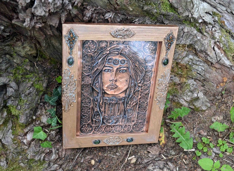 Medieval Beauty Embossed Portrait on Copper Sheet Metal - Etsy