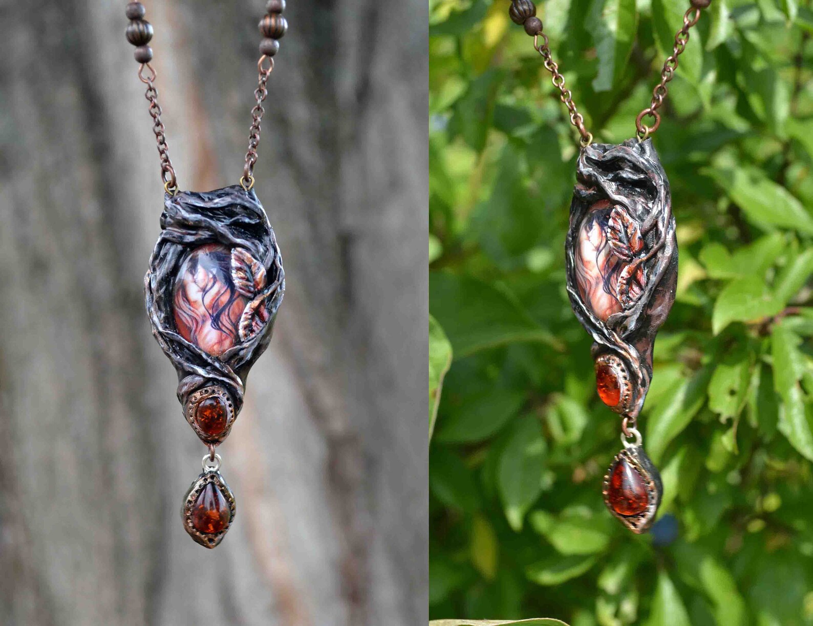 Handmade elven pendant sleeping elf fantasy jewelry tree | Etsy