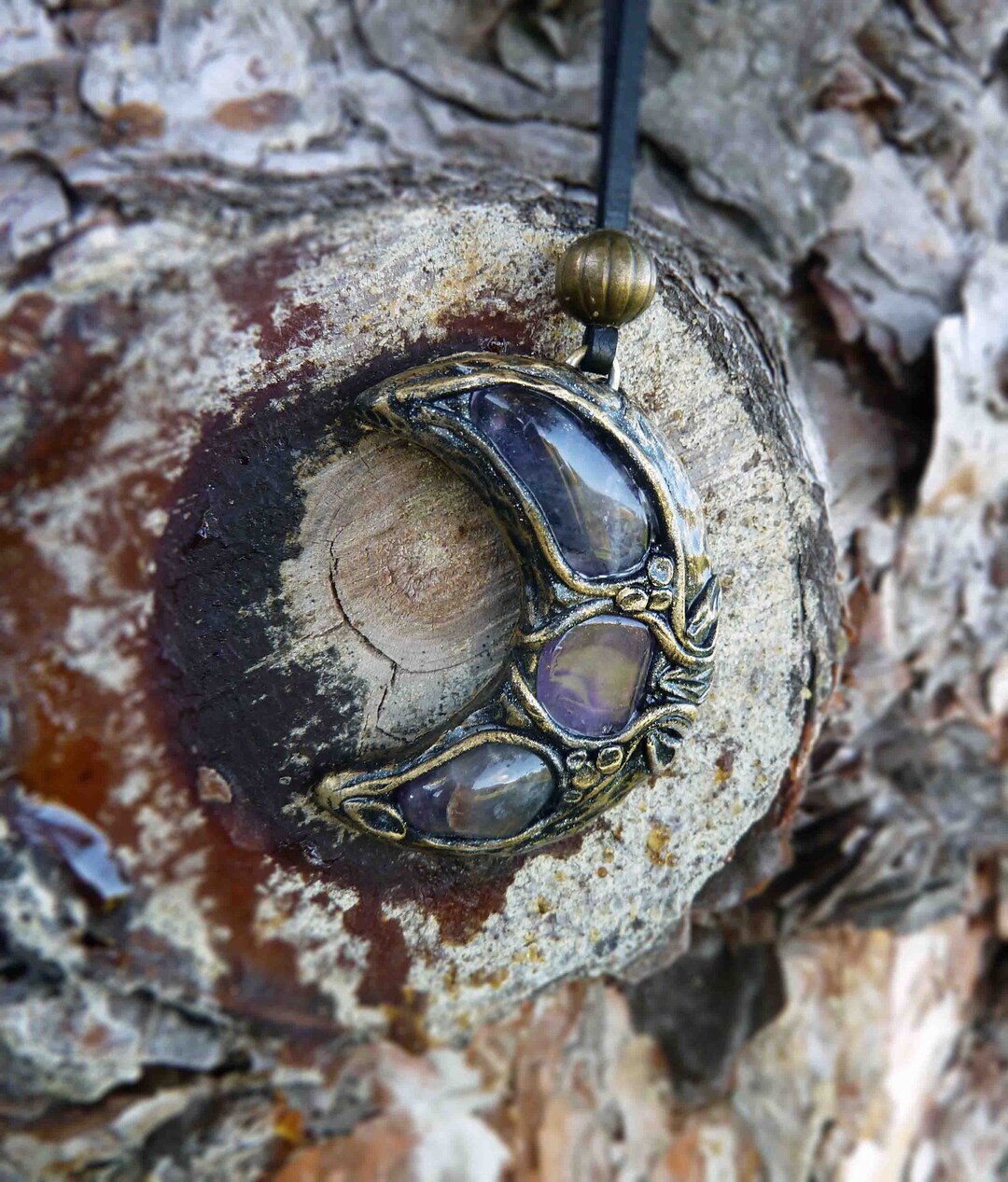 Amethyst Moon Handmade Pendant, Magic, Handmade Jewellery, Gemstone ...