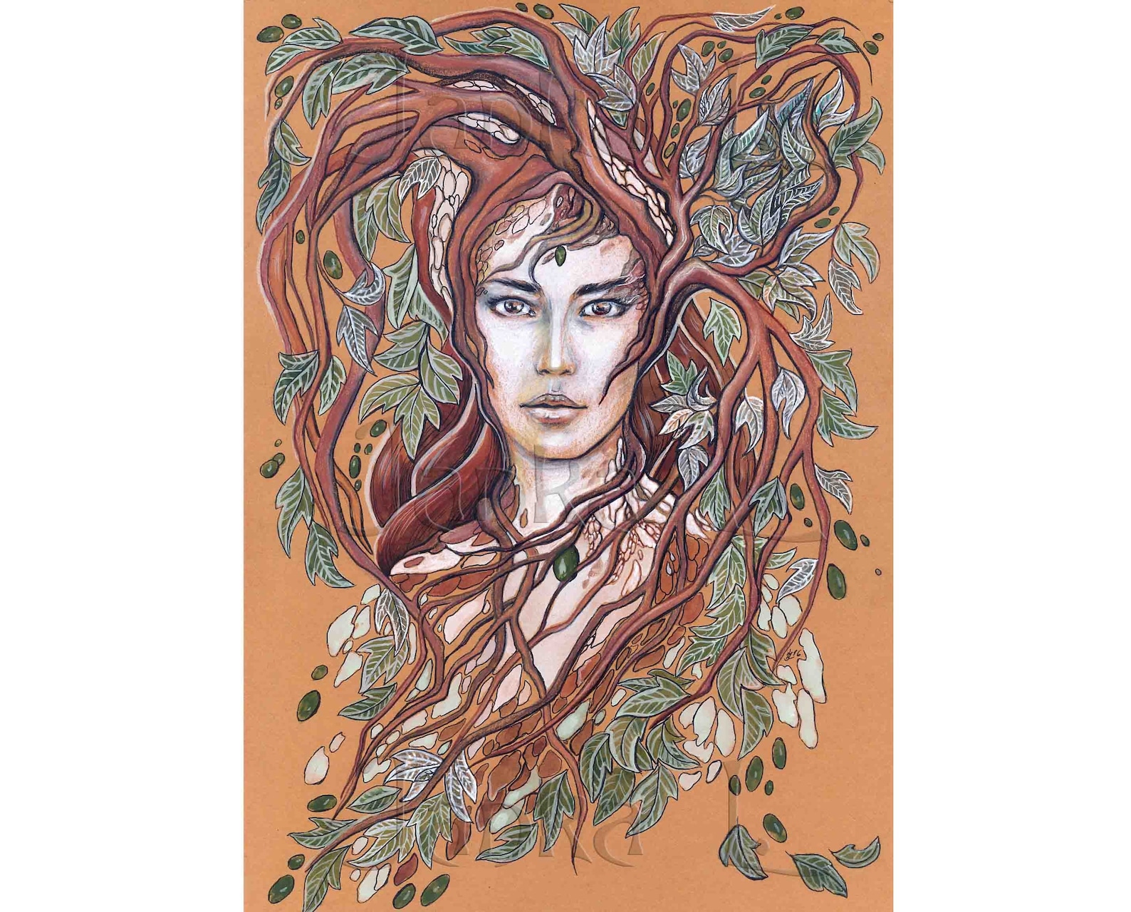 Lady Tree - Original Illustration, Fantasy Illustration, Nature, Signed ...