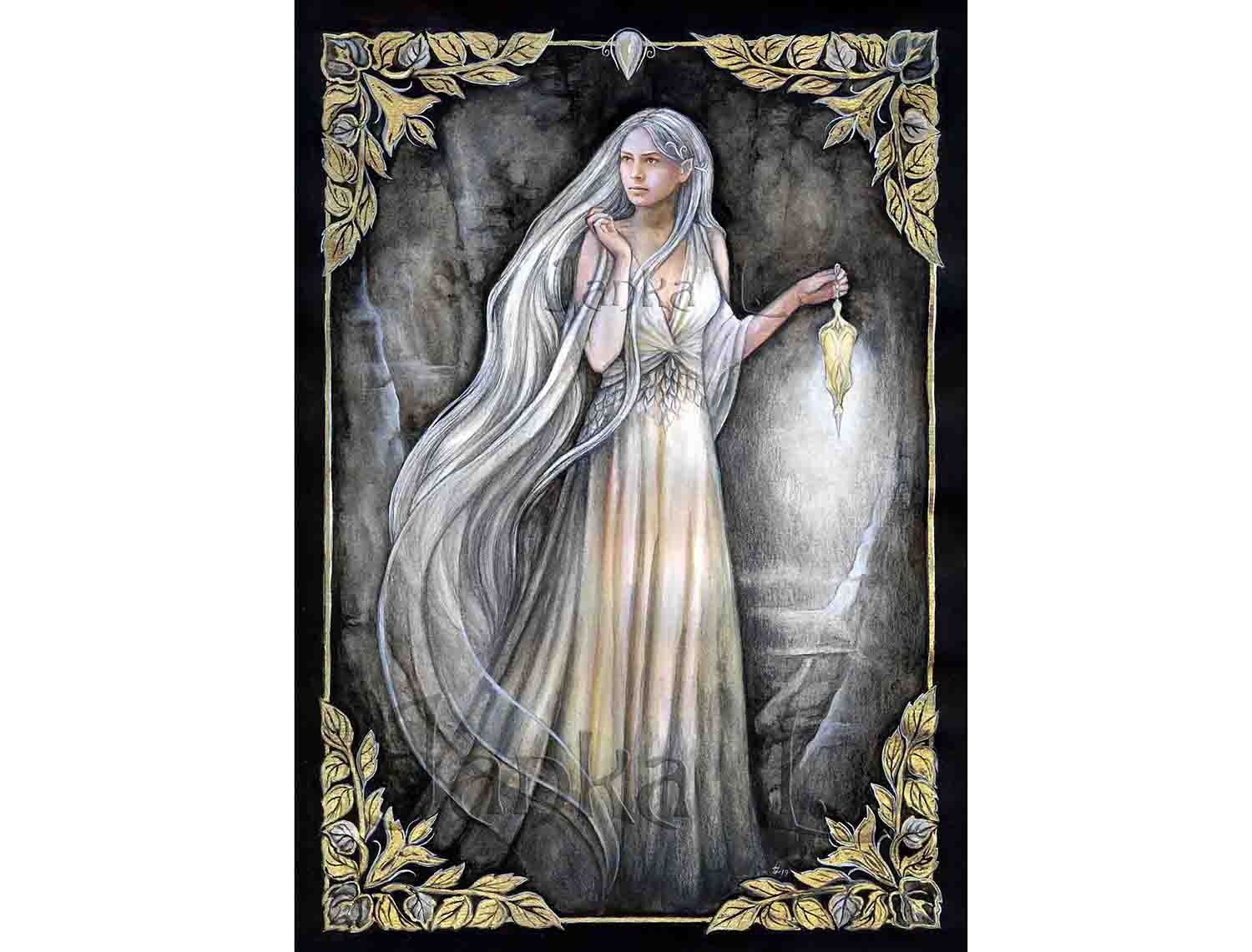 Original illustration elf fantasy art woman portrait | Etsy