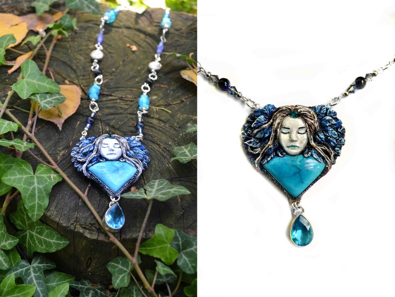 Handmade Pendant Fantasy Jewellry Magic Pendant Blue Heart - Etsy