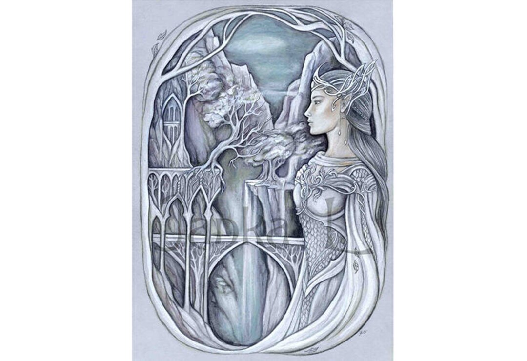 White Lady Print Elven Art Fantasy Drawing Signed Print - Etsy