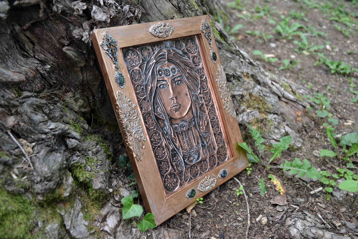 Medieval Beauty Embossed Portrait on Copper Sheet Metal - Etsy