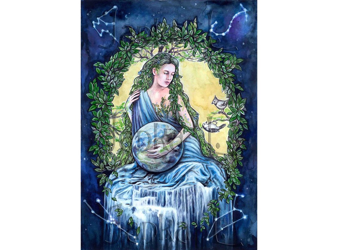 Gaia - Original Illustration, World, Original Art, Mythology, Signed ...