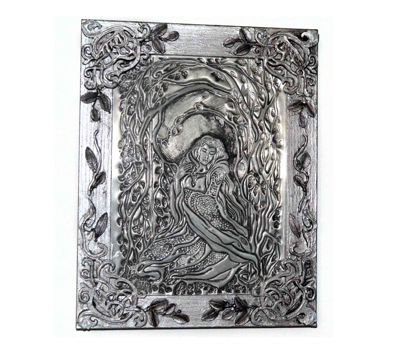 Beauty Embossed Portrait on Silver Tone Sheet Metal - Etsy