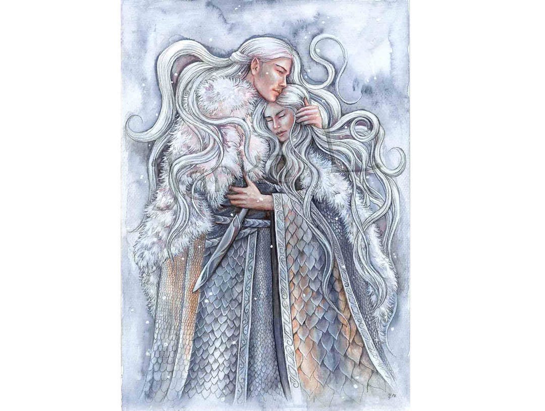 Romantic Illustration - Hold Me Tight, Elven Love Couple, Elf Elves ...