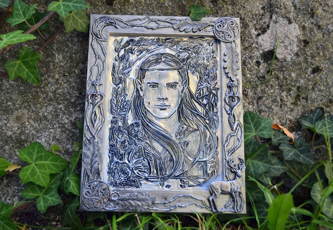 Elf - Embossed Portrait on Silver Tone Sheet, Metal Embossing, Elven ...