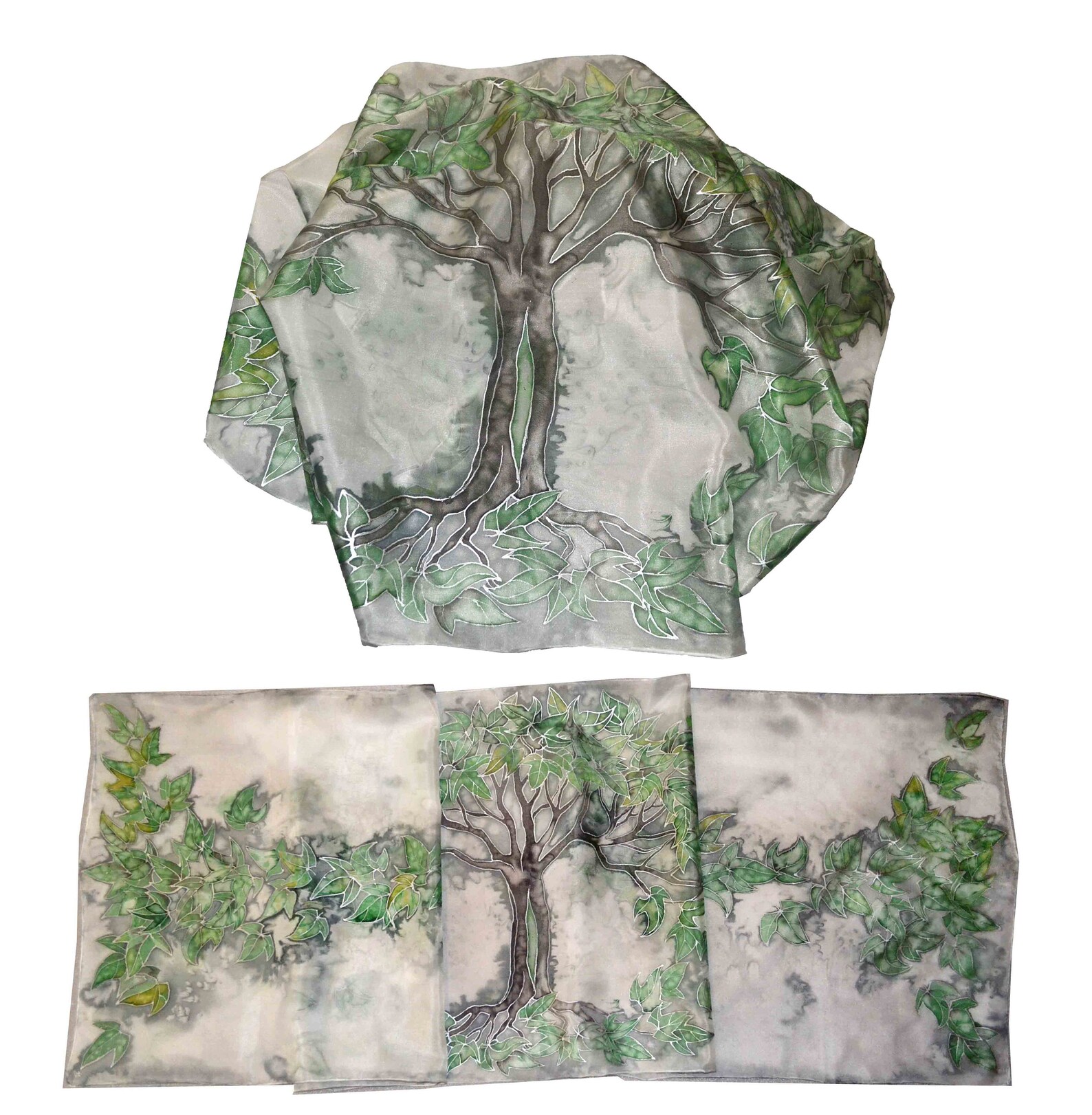 The Tree Handpainted Silk Scarf Silk Painting Elven Scarf - Etsy
