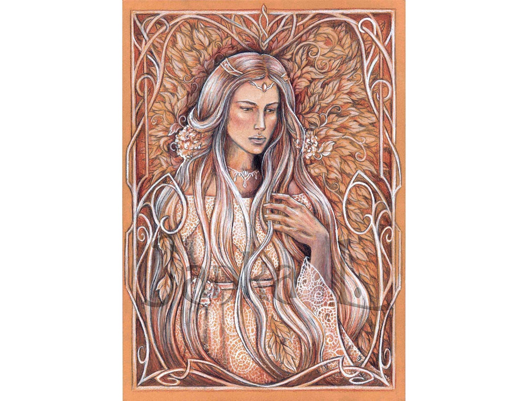 Elven Bride Portrait: Signed Fantasy Art, Original Drawing - Etsy