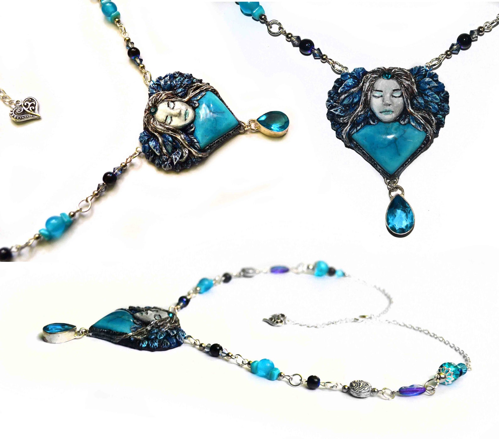 Handmade Pendant Fantasy Jewellry Magic Pendant Blue Heart - Etsy