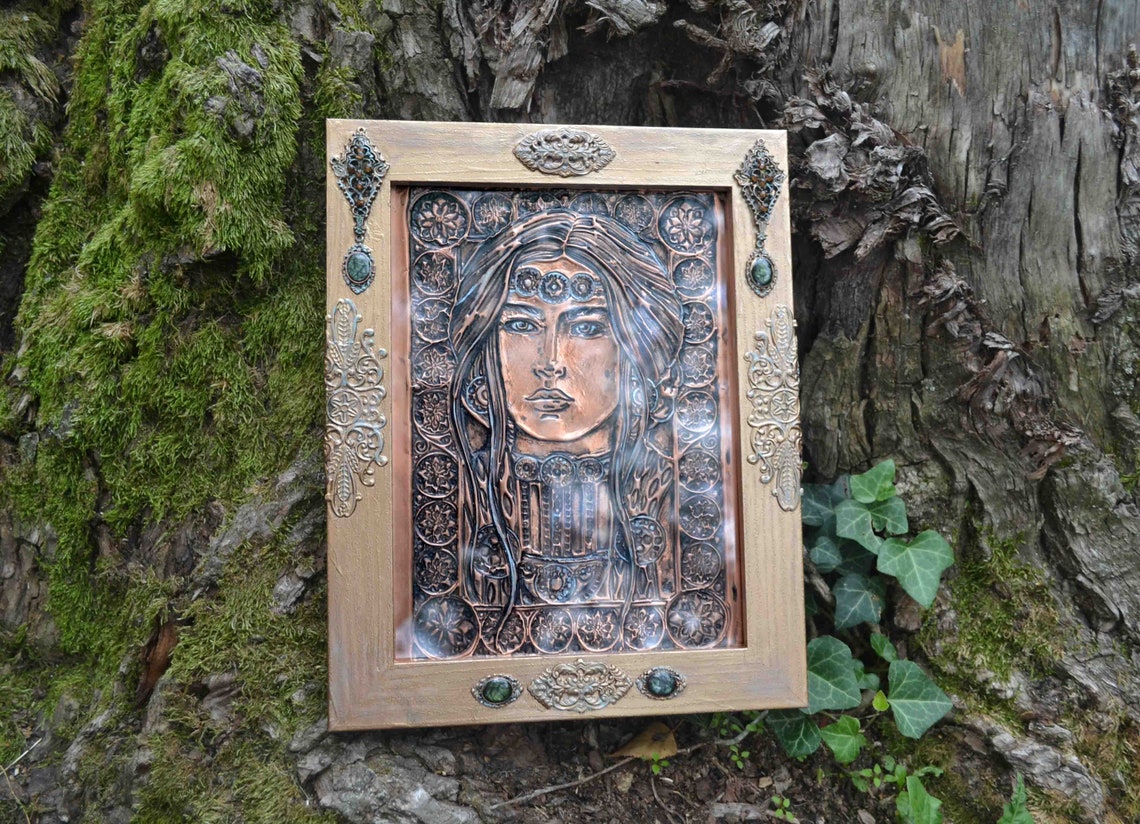 Medieval Beauty Embossed Portrait on Copper Sheet Metal - Etsy