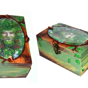 Green Man Jewellery Box, Fantasy Art, Hand-painted Wooden Box, Jewelry ...