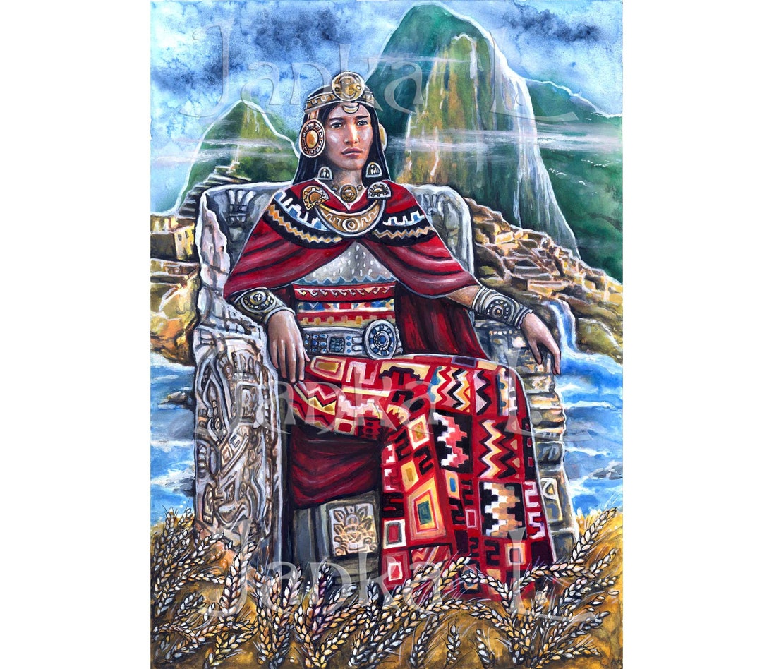 Signed Mama Ocllo Watercolor Painting: Inca Mythology Empress Wall Art ...