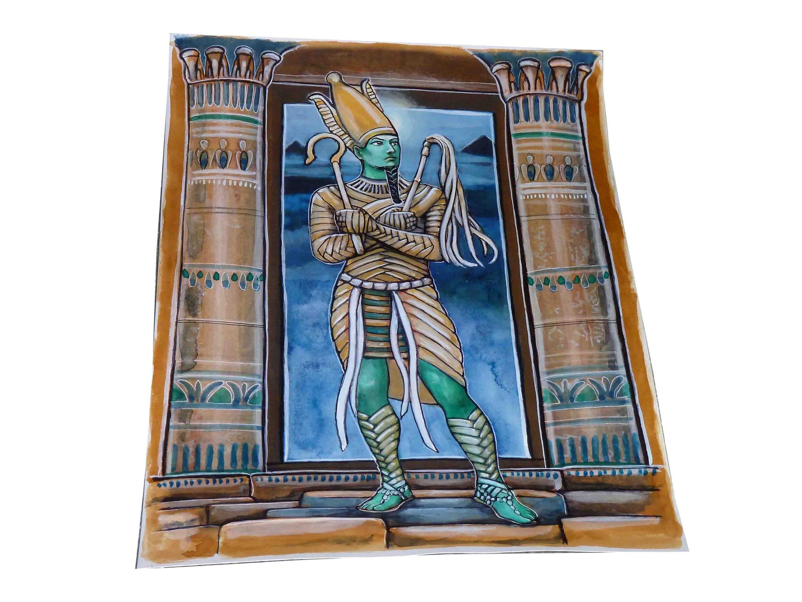 Osiris Ilustración original Egipto arte original hombre - Etsy España