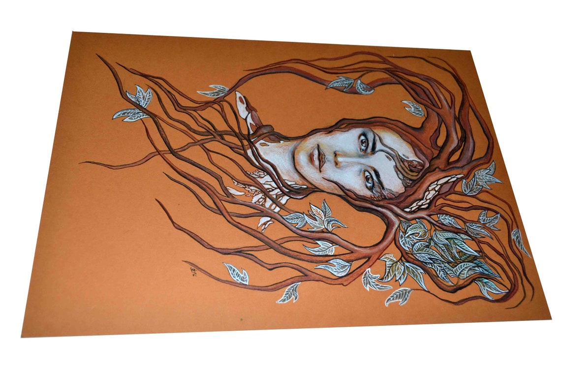 Lady Tree Original Illustration Fantasy Illustration - Etsy