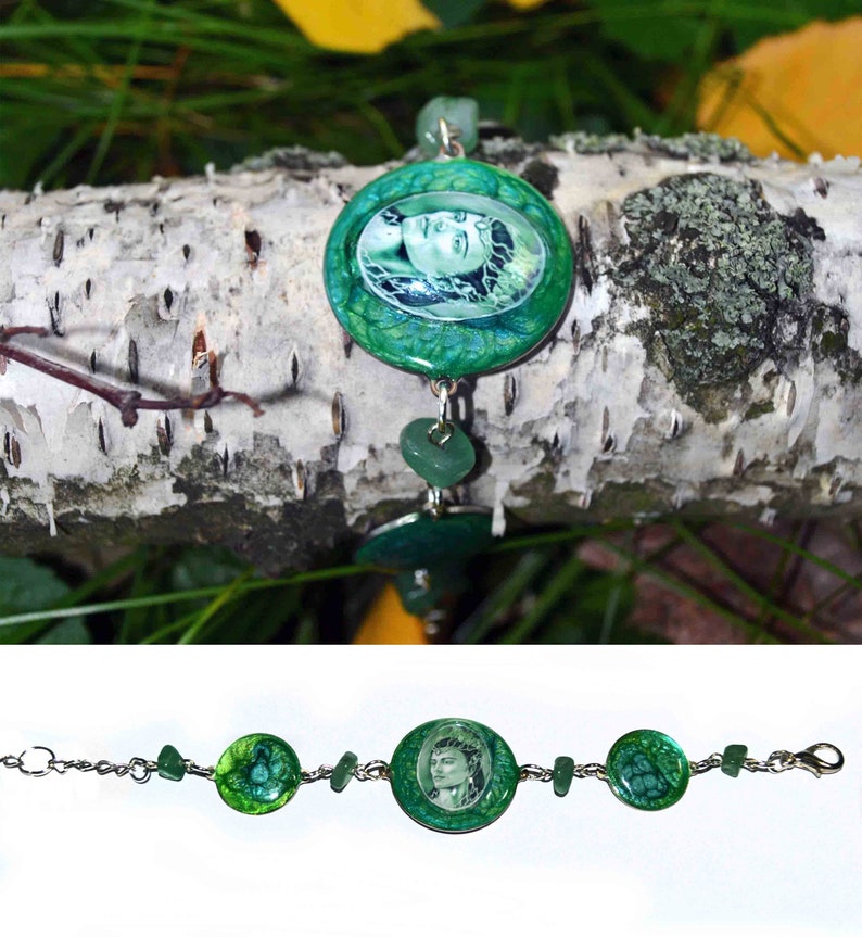 Green Elven Metal Bracelet Handmade Jewellery Unique Gift - Etsy