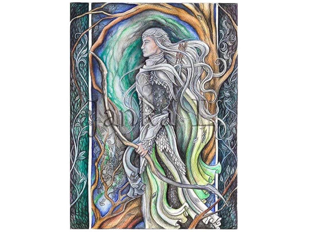 Elven Archer Original Illustration: Watercolor Painting & Graphite ...