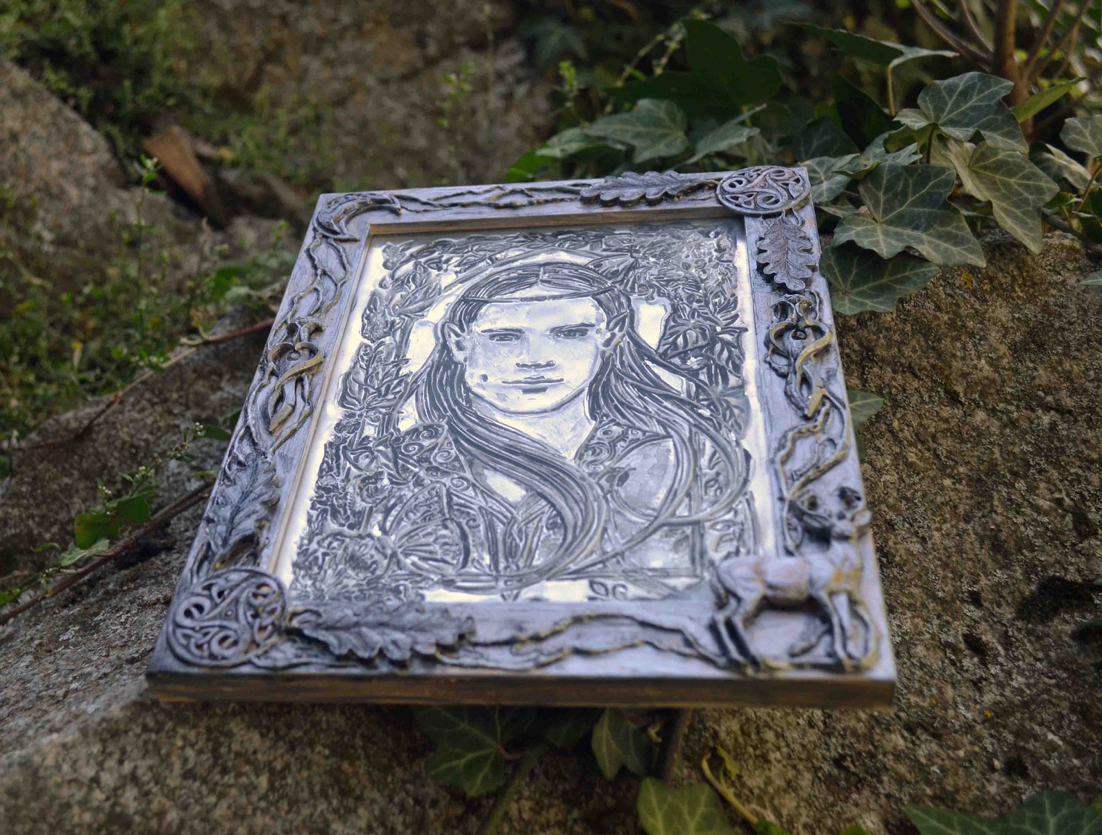 Elf Embossed Portrait on Silver Tone Sheet Metal Embossing - Etsy