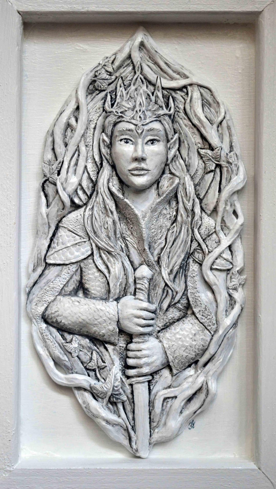 Elven King - Relief Wall Sculpture in Frame, Elven Portrait, Elf ...