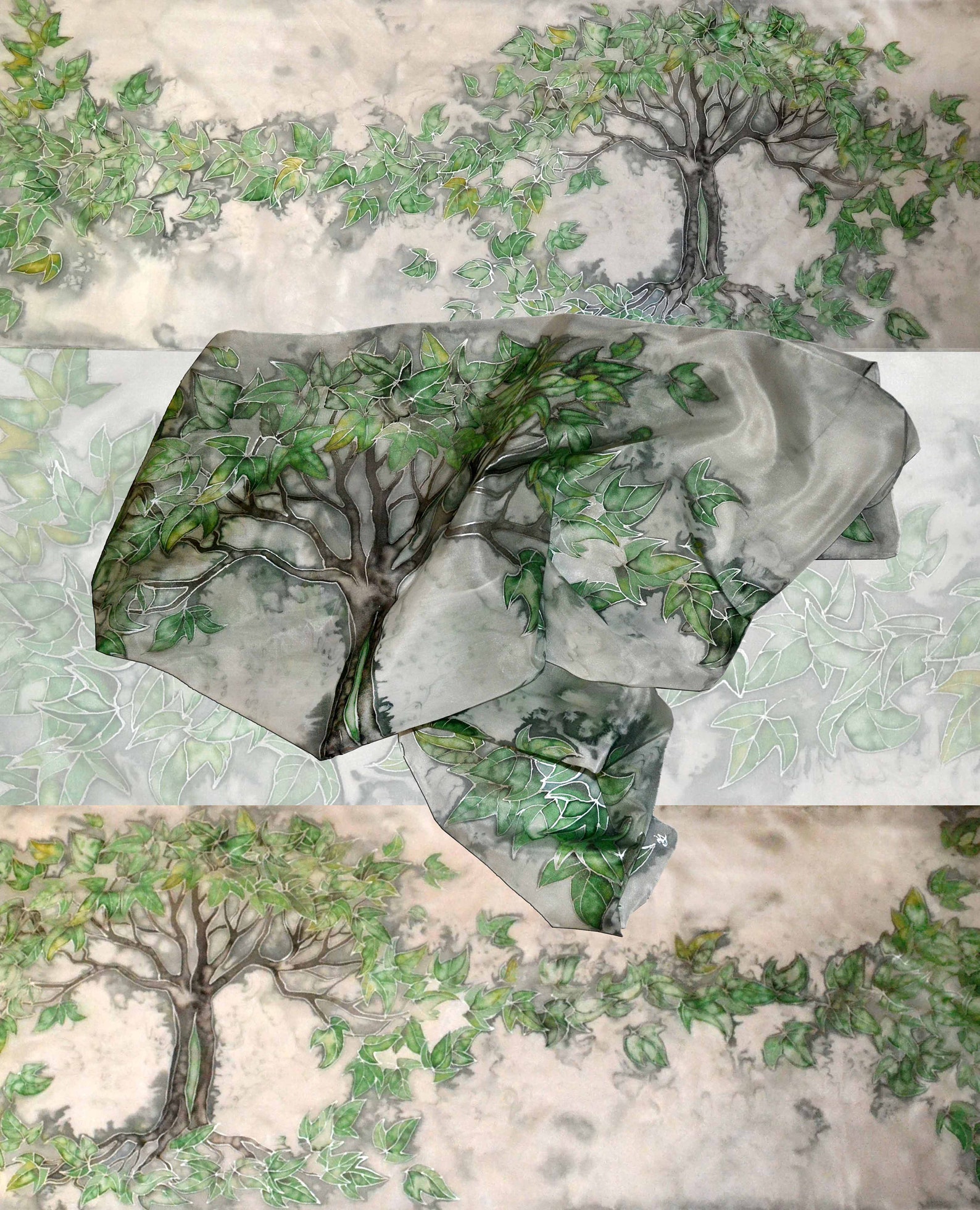 The Tree Handpainted Silk Scarf Silk Painting Elven Scarf - Etsy