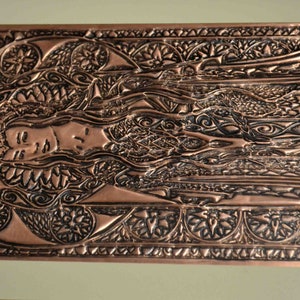 Elven Lady Embossed Portrait on Copper Sheet, Metal Embossing, Fantasy ...