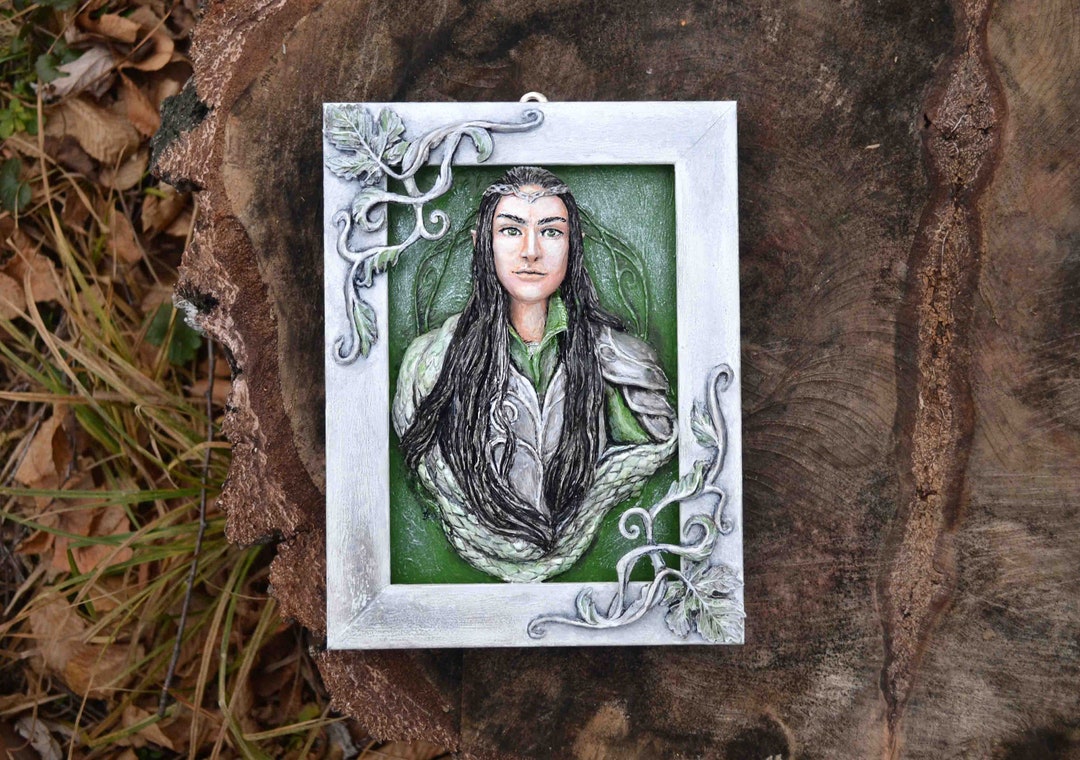 Hand-painted Elven Portrait Relief Sculpture - Framed Fantasy Wall Art ...