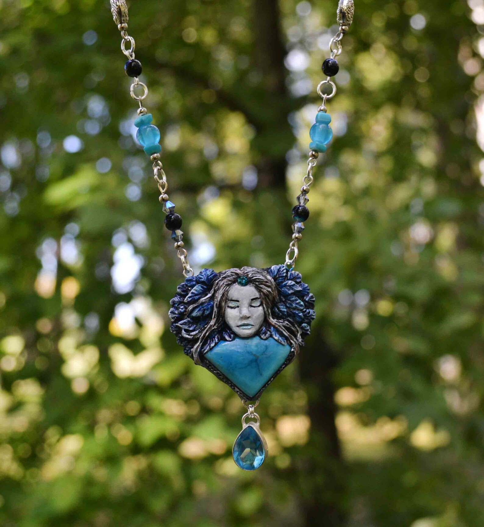 Handmade Pendant Fantasy Jewellry Magic Pendant Blue Heart - Etsy