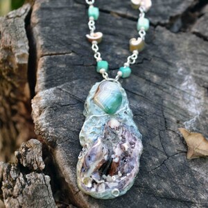 Handmade Pendant, Mermaid Jewellry, Agate Stone, Polymer Clay Jewellery ...