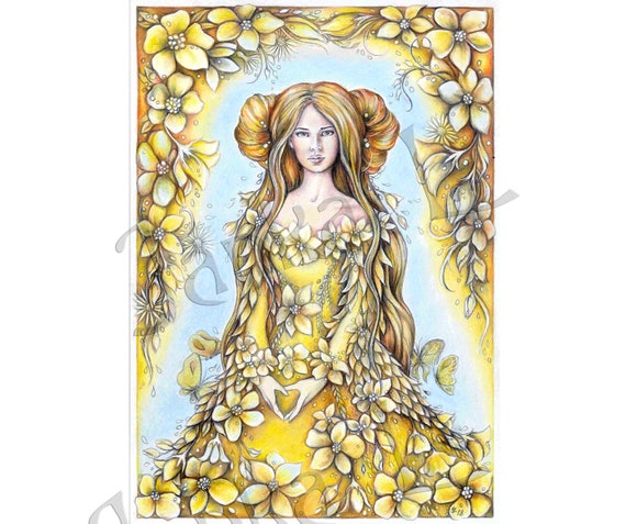 Summer Print Woman Portrait Fantasy Drawing Signed Print | Etsy