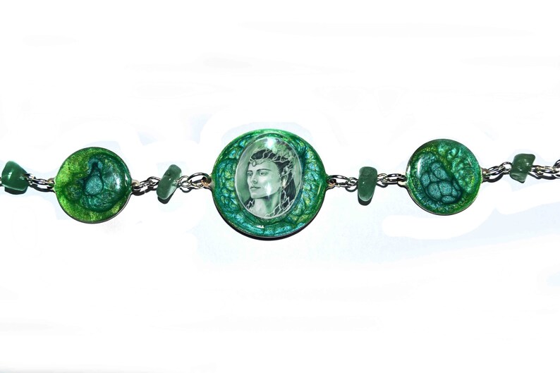Green Elven Metal Bracelet Handmade Jewellery Unique Gift - Etsy