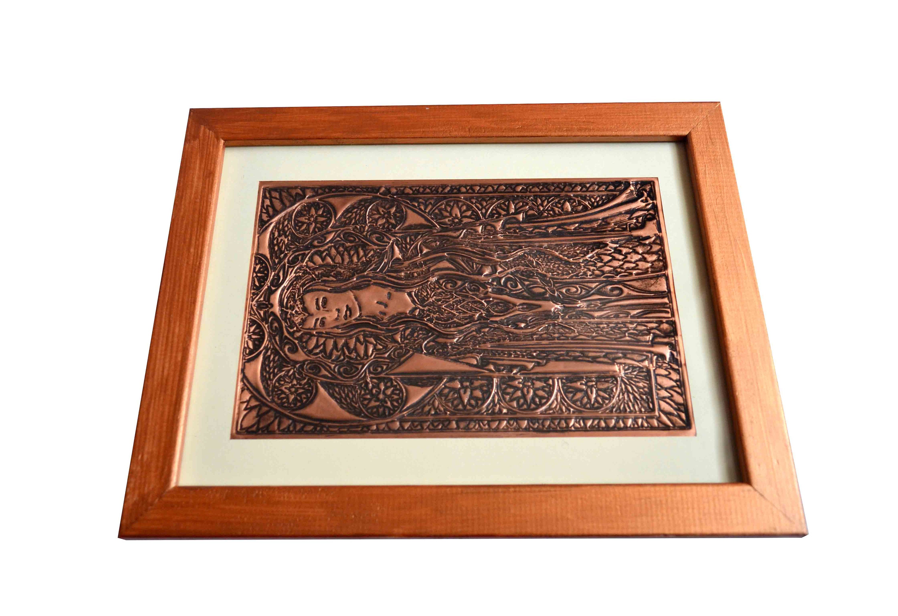 Elven lady embossed portrait on copper sheet metal | Etsy