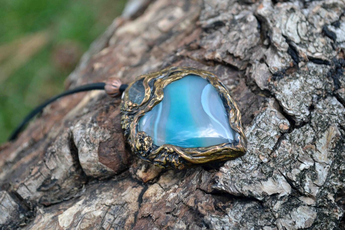 Handmade Pendant With Agate Stone Handmade Jewellry Nature - Etsy
