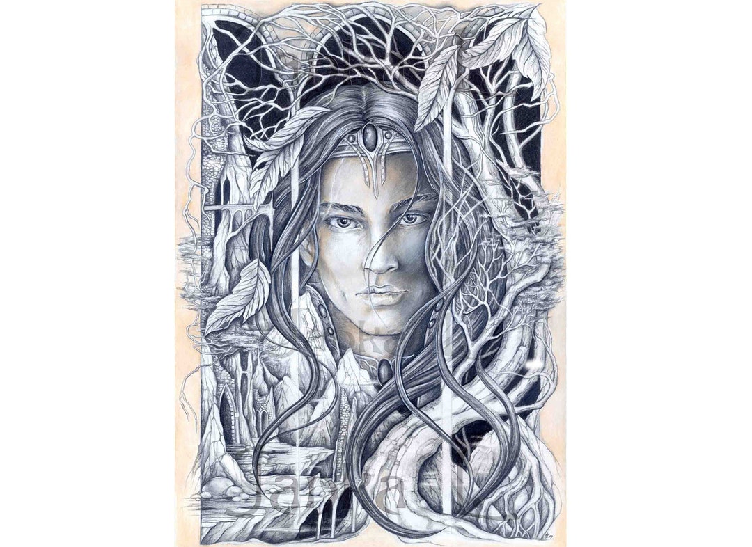 Signed Elven Prince Drawing: Graphite & Colored Pencil Fantasy Art - Etsy
