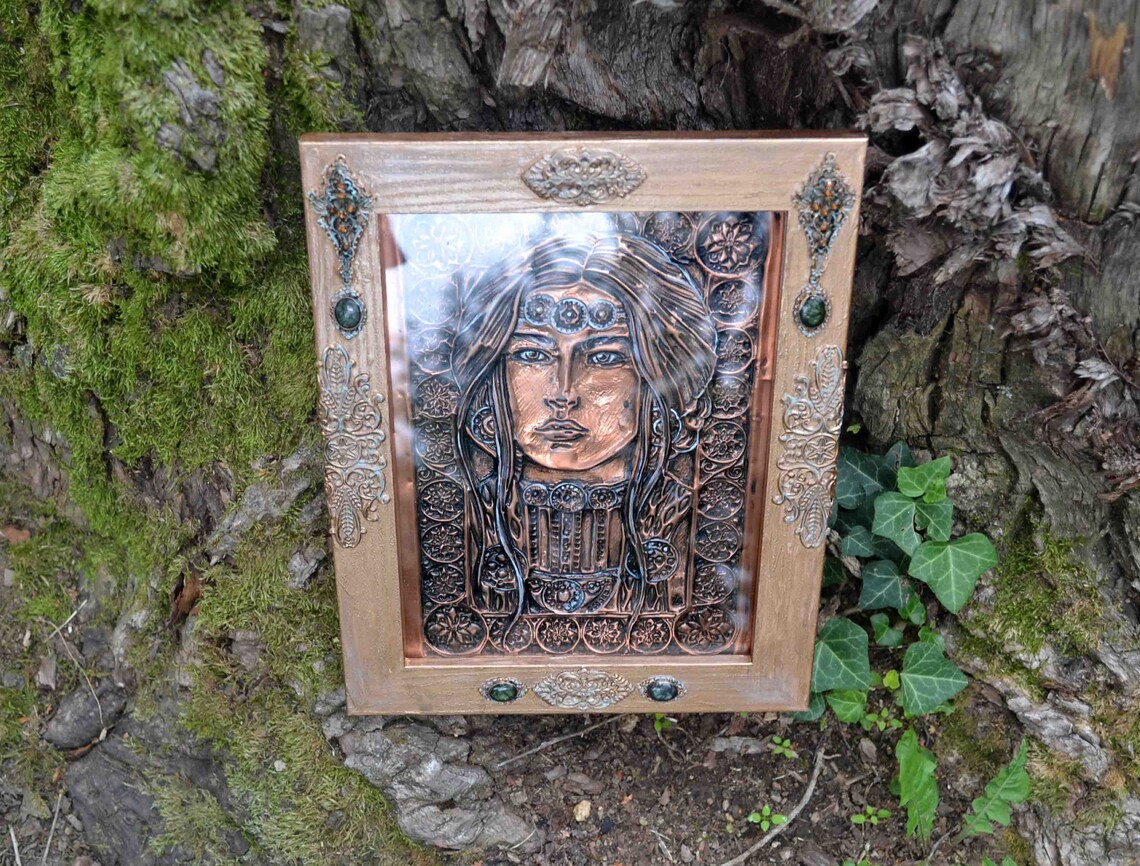 Medieval Beauty Embossed Portrait on Copper Sheet Metal - Etsy