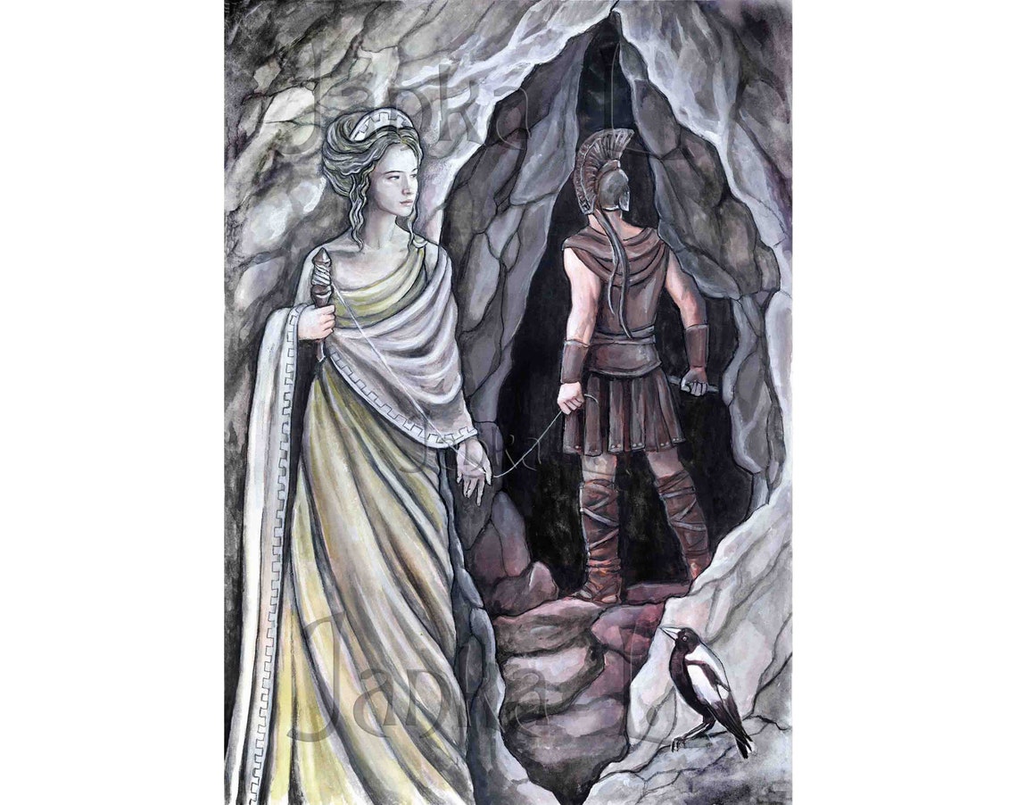 Theseus and Ariadne Original Illustration Greek Mythology - Etsy