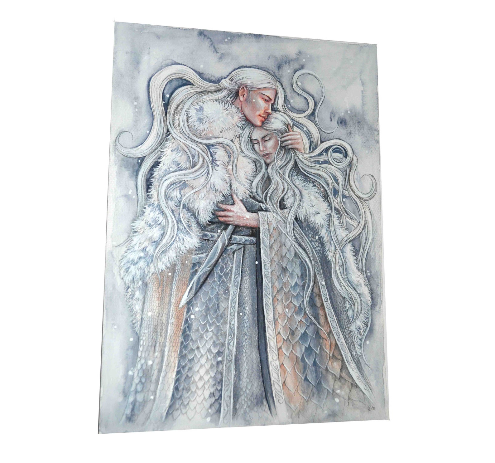 Romantic Illustration Hold Me Tight Elven Love Couple Elf - Etsy