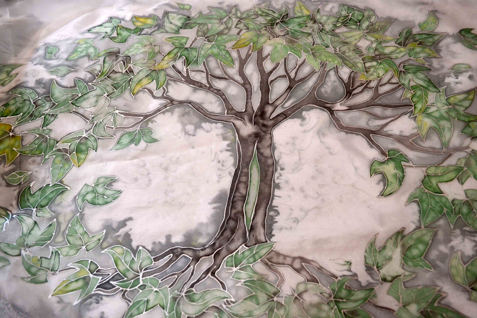 The Tree Handpainted Silk Scarf Silk Painting Elven Scarf - Etsy