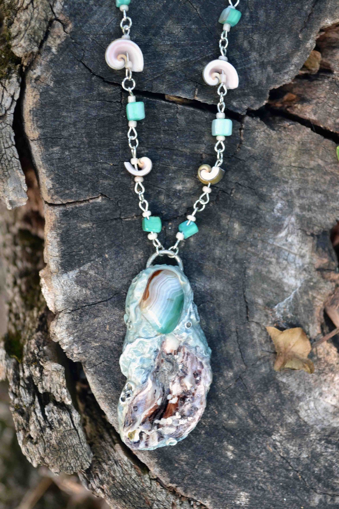 Handmade Pendant, Mermaid Jewellry, Agate Stone, Polymer Clay Jewellery ...
