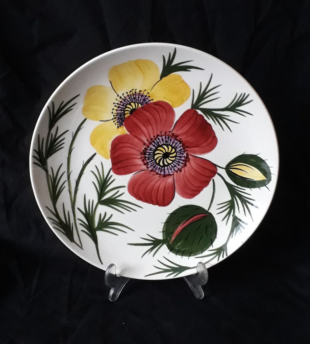 RARE - Royal Victoria WADE Pottery - Handpainted Poppies Display Plate ...